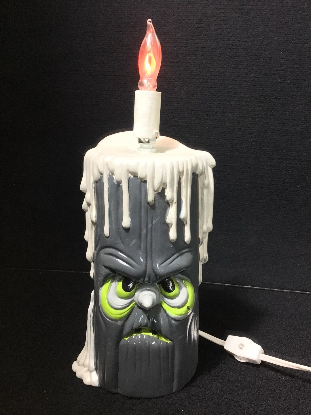 Vintage Ceramic Halloween Spooky Candle With Light up Flicker Bulb - Etsy