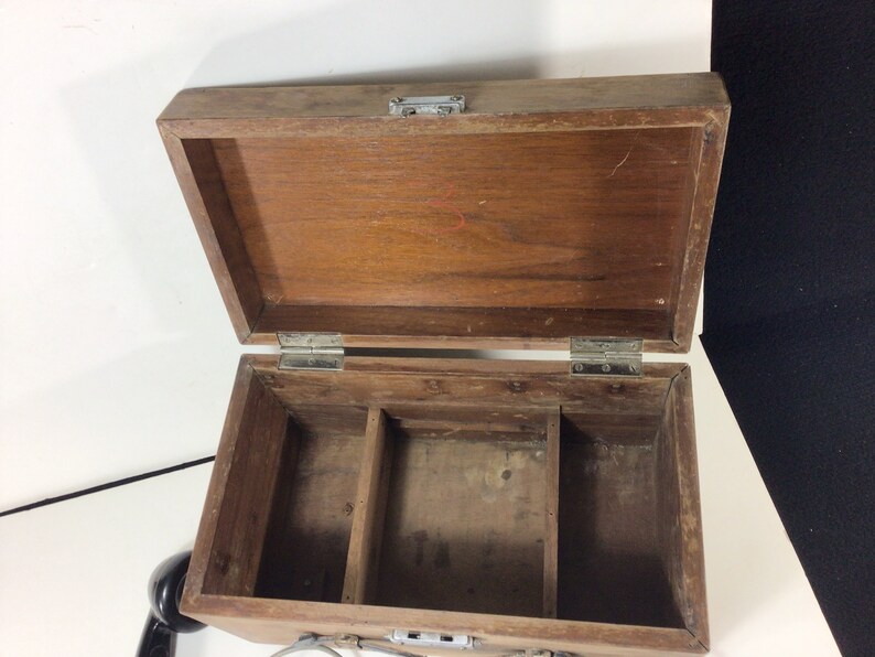 Vintage Wheeler Sound Powered Telephone Handset With Wood Storage Box ...