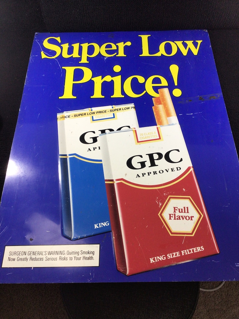 Vintage 1993 Embossed Metal GPC Approved Cigarette Advertising Sign. - Etsy