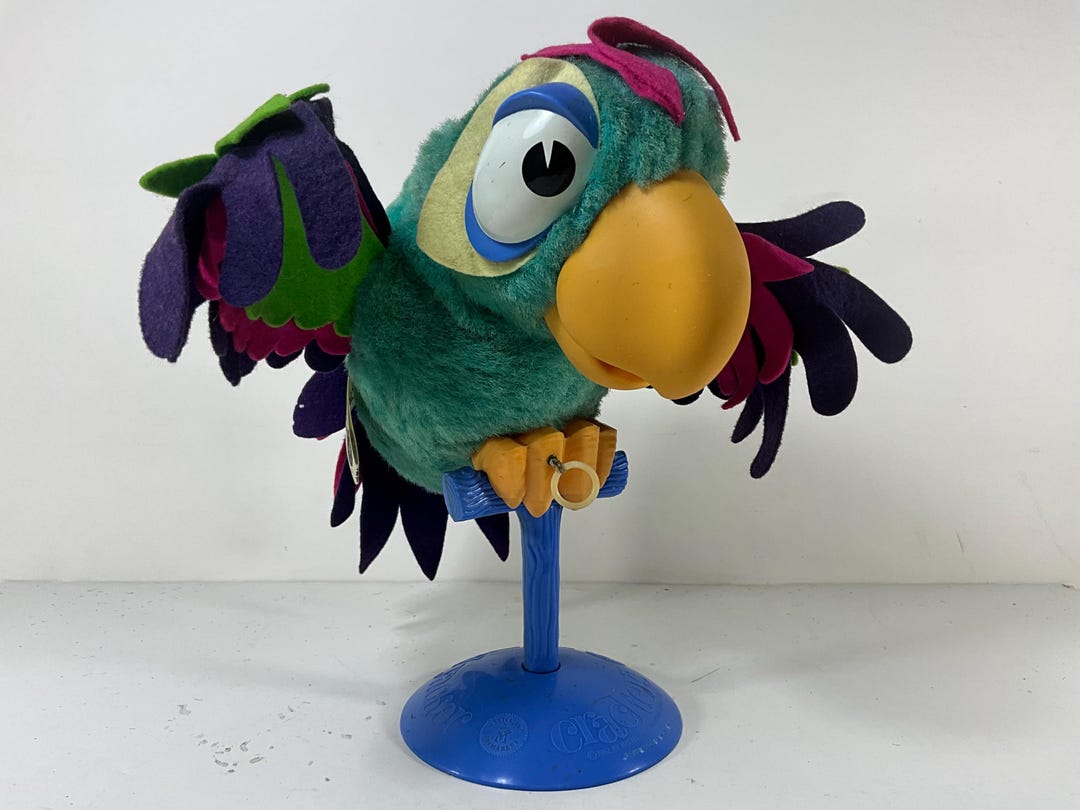 Vintage 1964 Mattel Crackers the Parrot W/perch Animal Yacker Talking ...