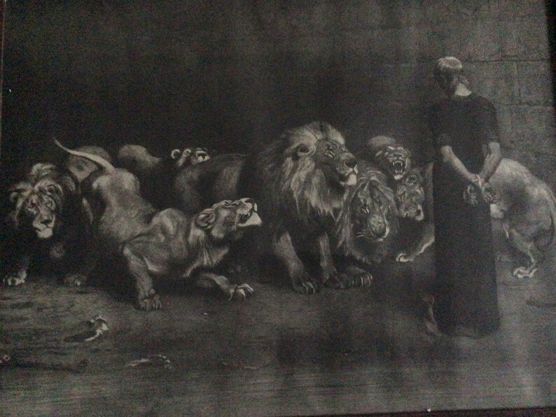 Vintage Daniel in the Lion's Den Etching. Briton Riviere - Etsy