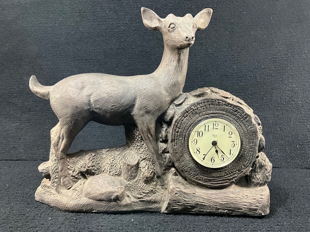 Vintage Sligh Bob Timberlake Deer Wildlife Faux Wood Mantle Clock - Etsy