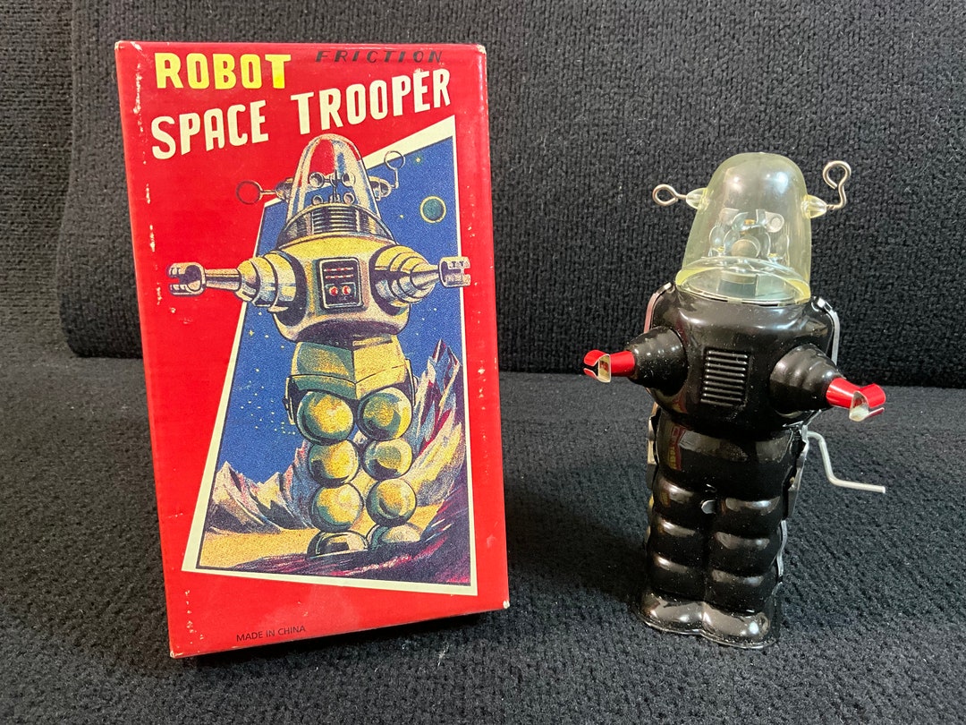 Robot Space Trooper Wind-up Friction Moving Toy W/box. Works. - Etsy