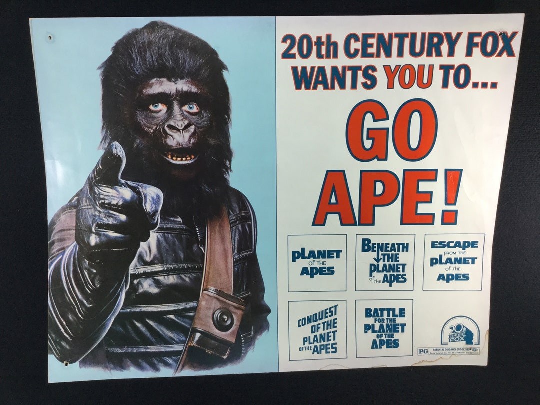 Rare Vintage Original Go Ape Planet of the Apes 1974 Half-sheet ...