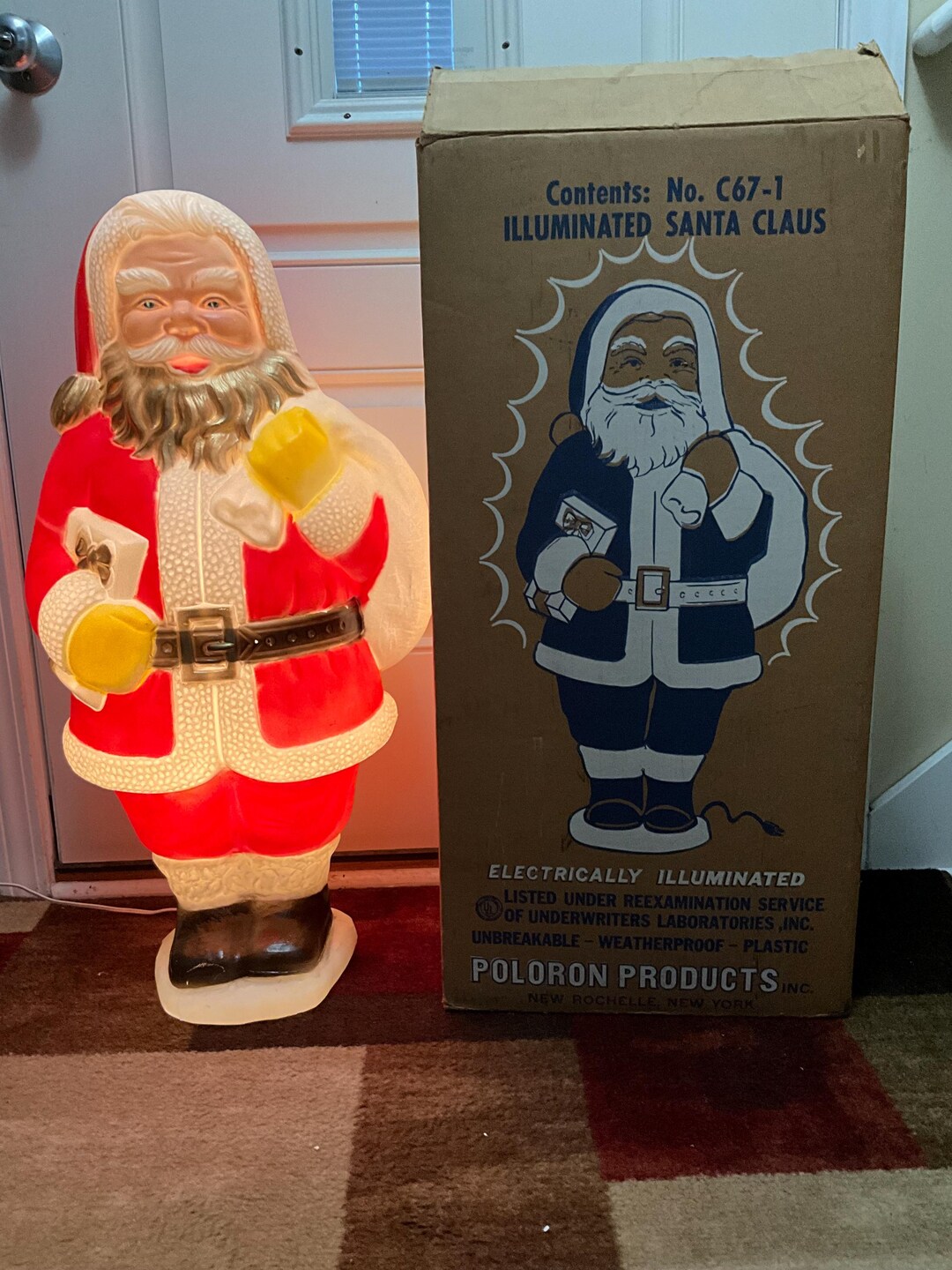 Vintage 1950's-60's Poloron Illuminated Gold Beard Santa Claus Blow ...