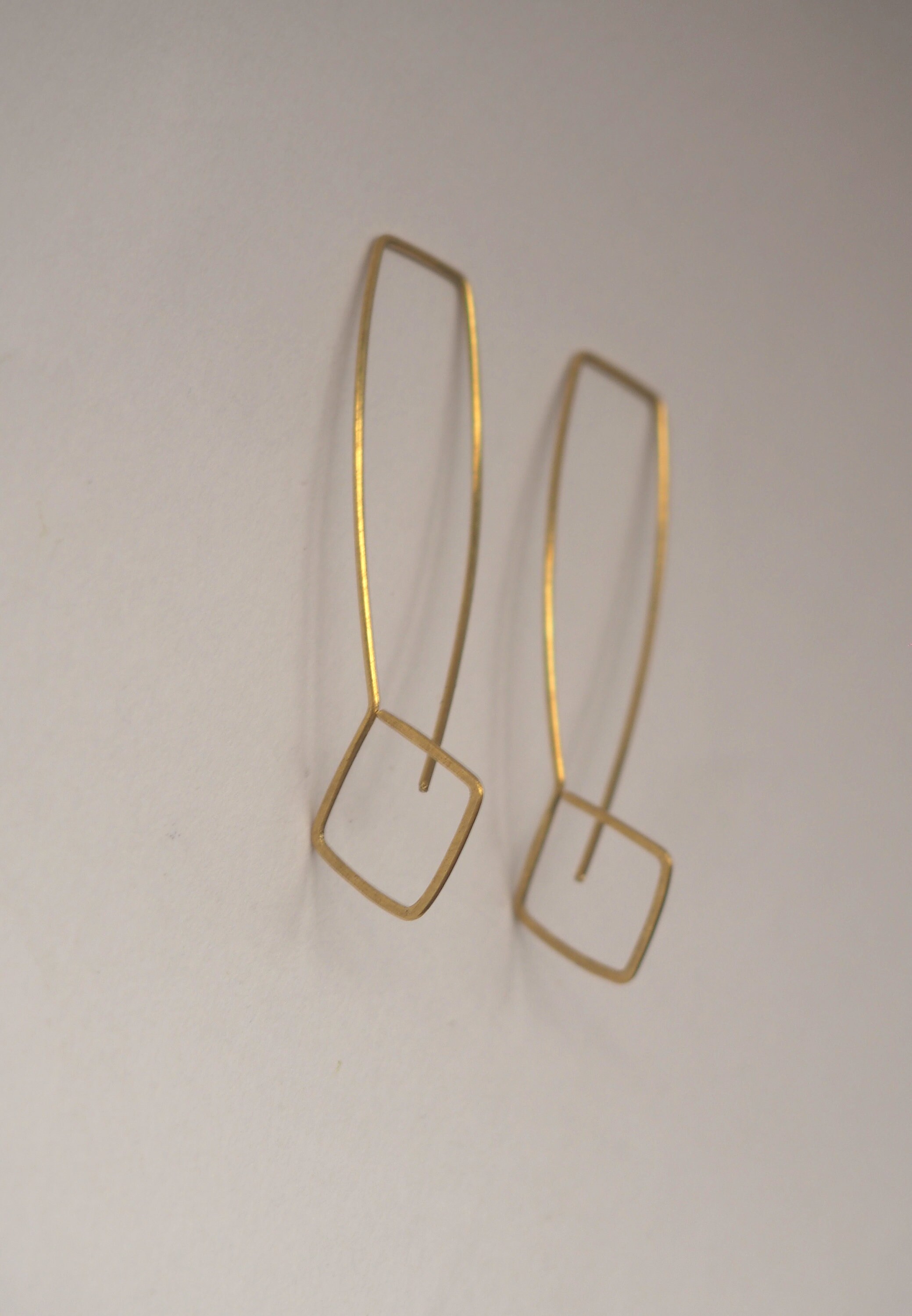 Minimal Geometric Slide, Brass Ear Threaders, Ear Slide, Brass Ear ...