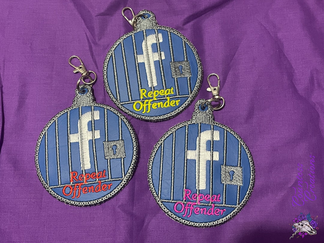 Key fob, fb Repeat Offender, fb Jail, fb Gaol, facebook Jail, bag tag ...