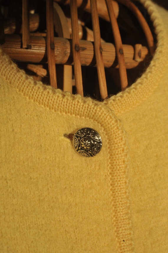 Vintage Carroll Reed Yellow Boiled Wool Cardigan Sw… - Gem