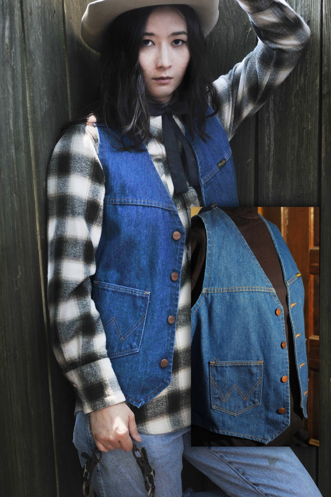 Vintage 60's Wrangler Denim Vest Made in the USA 100% Cotton Men's S ...