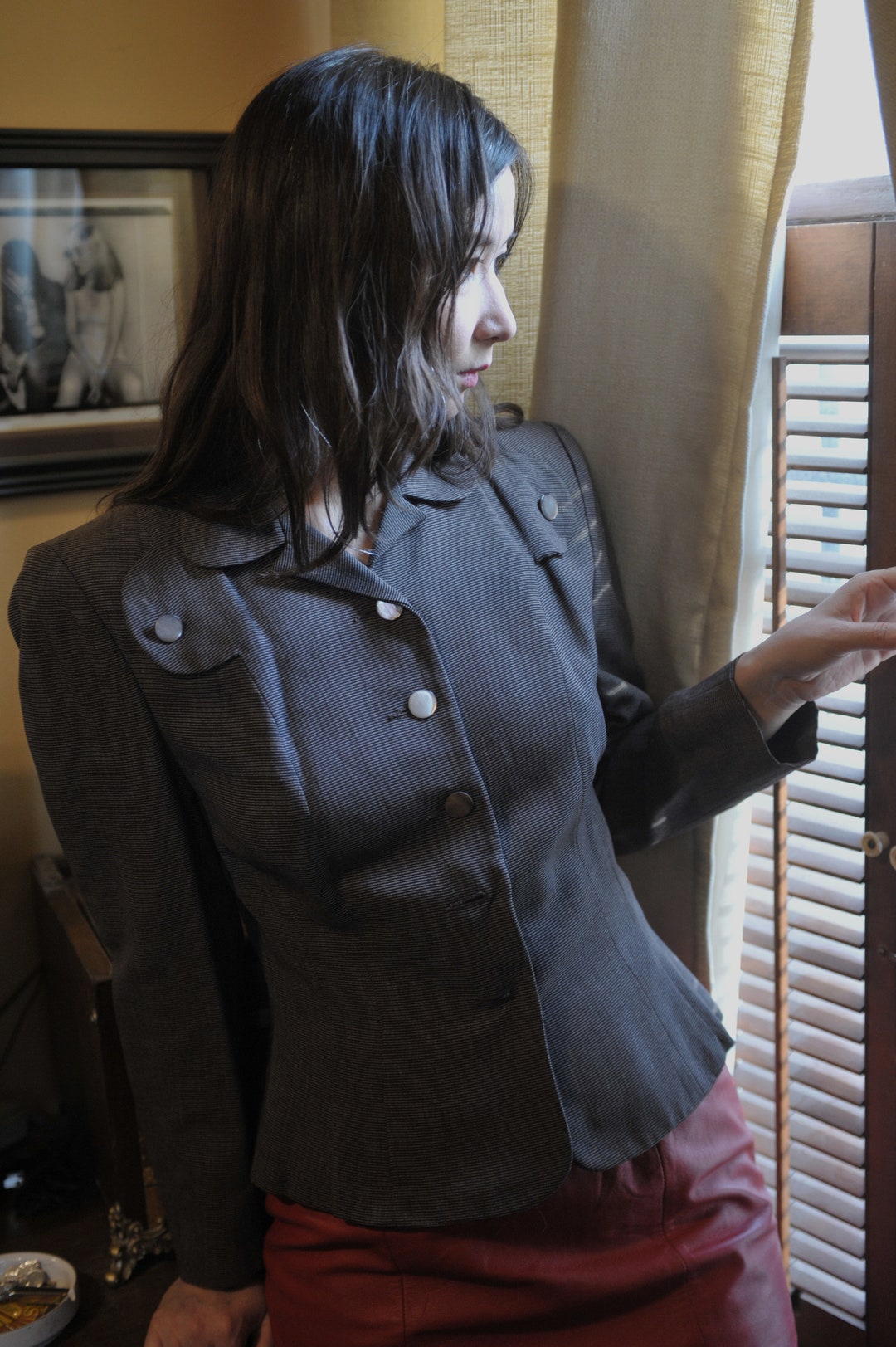 Vintage Bobbie Brooks Gabardine 1950's Jacket Light Weight Jacket Dark ...