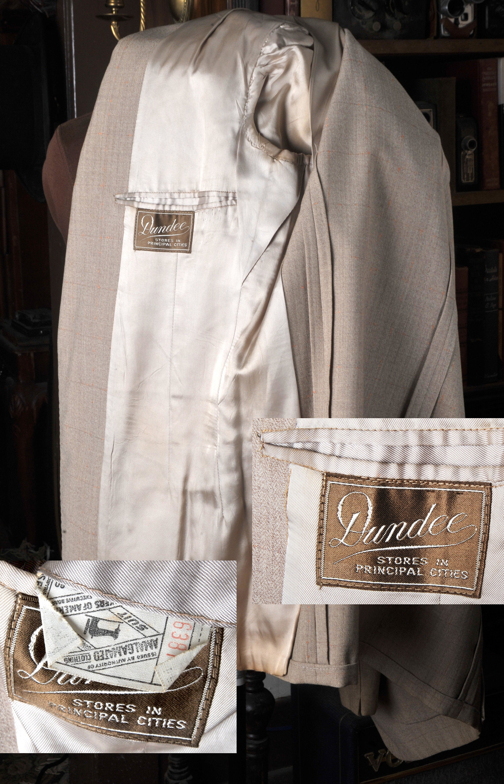 Vintage 40s Dundee Tan Tailored Light Wool Suit Jacket M or 40 Subtel ...
