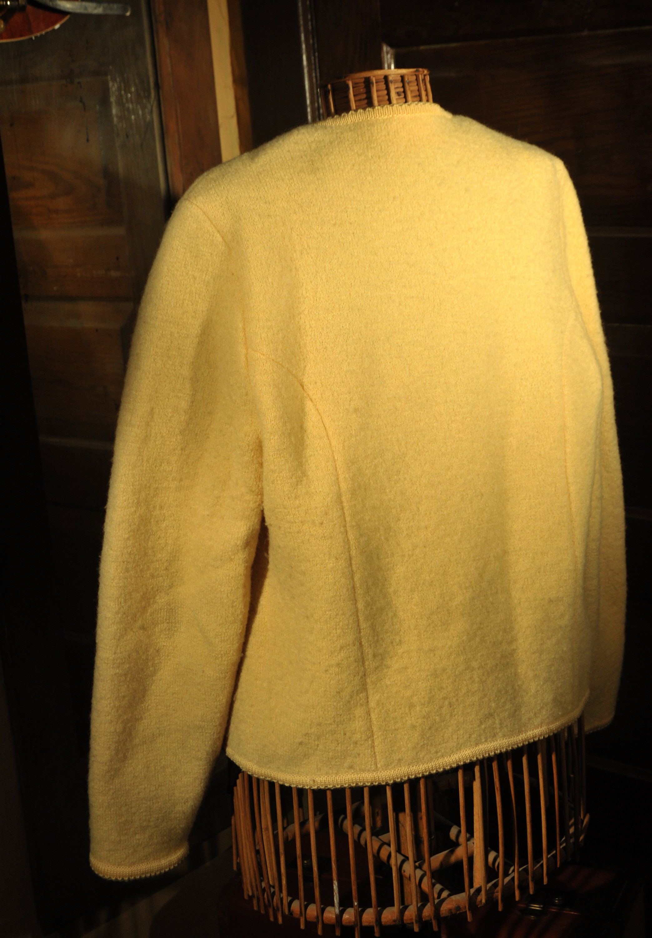 Vintage Carroll Reed Yellow Boiled Wool Cardigan Sweater / Jacket Women ...