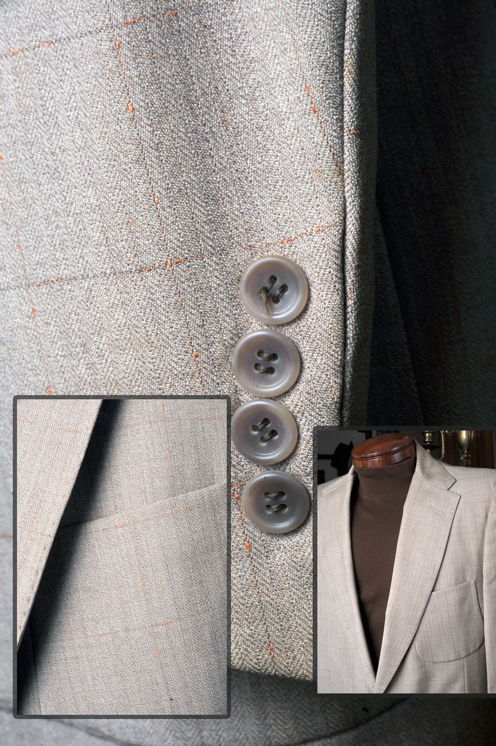 Vintage 40s Dundee Tan Tailored Light Wool Suit Jacket M or 40 Subtel ...