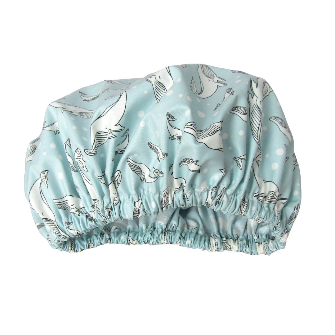 Shower Cap Reusable Waterproof Blue Whales - Etsy