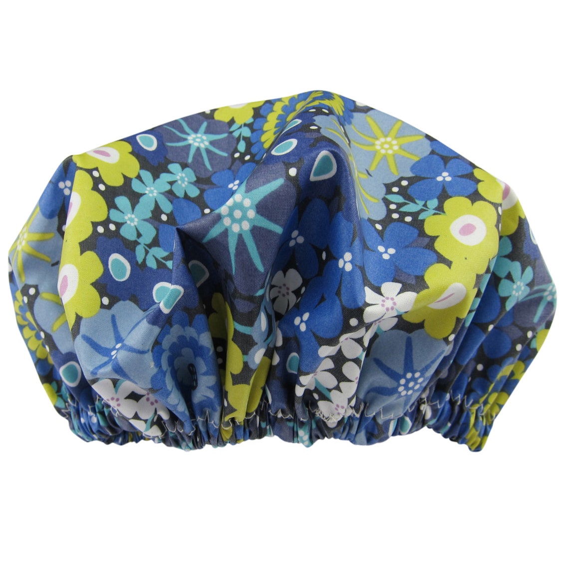 Luxury Shower Cap Waterproof Washable Blue Flowers Etsy
