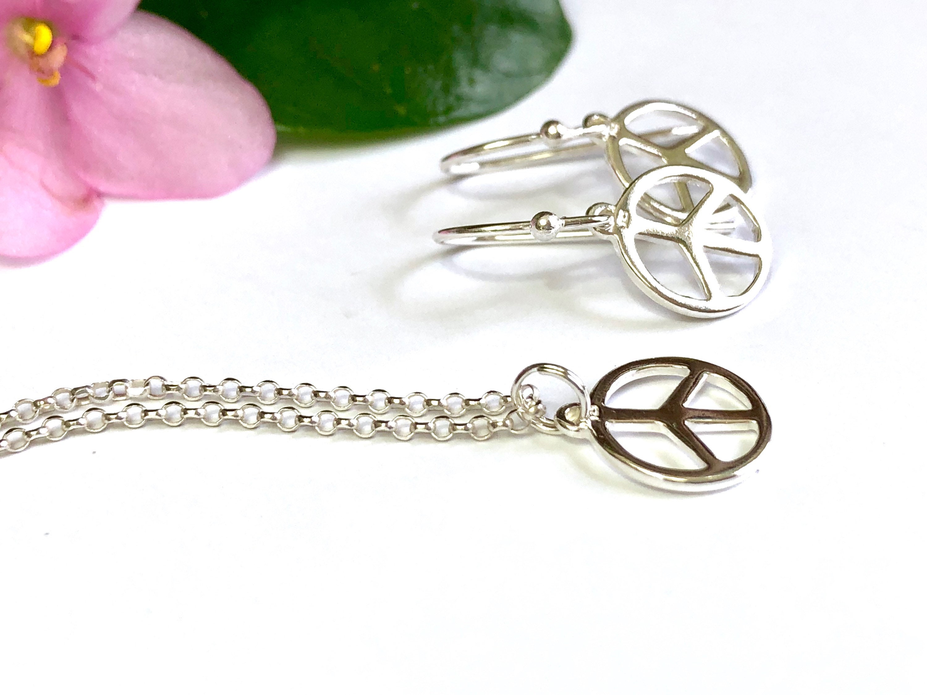 Peace Sign Necklace in Sterling Silver Choice of Lengths | Etsy