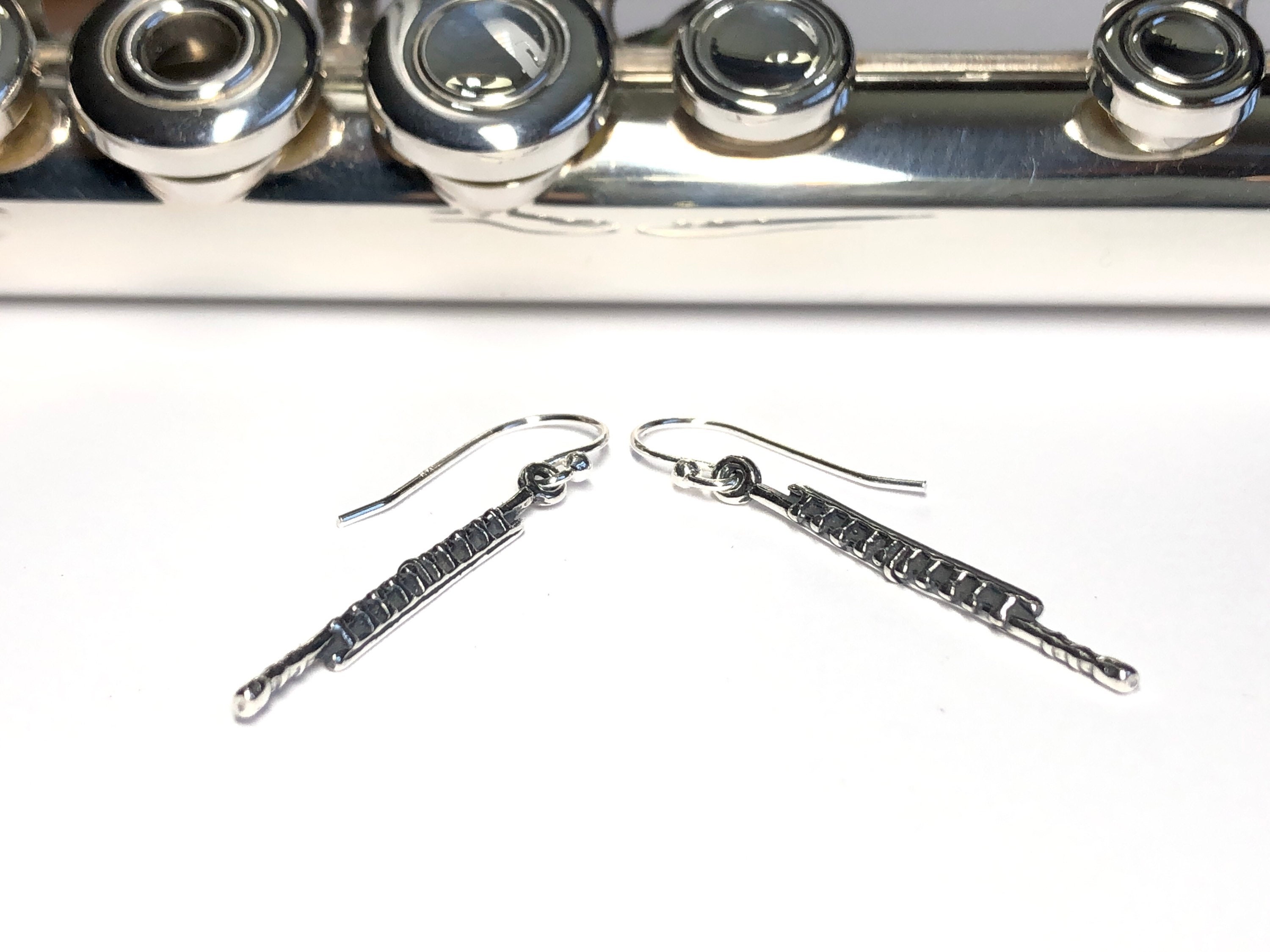 Sterling Silver Flute Earrings Women's/girls' | Etsy Australia