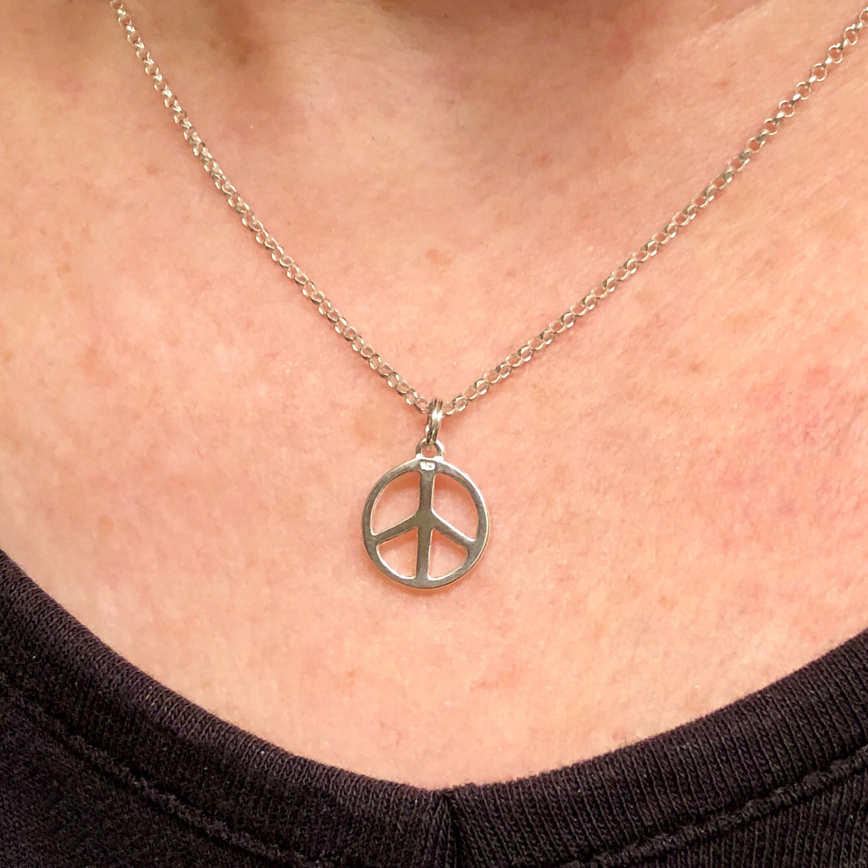 Peace Sign Necklace in Sterling Silver Choice of Lengths | Etsy
