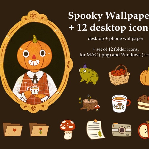Halloween Desktop Wallpaper Organizer Mac and Windows - Etsy