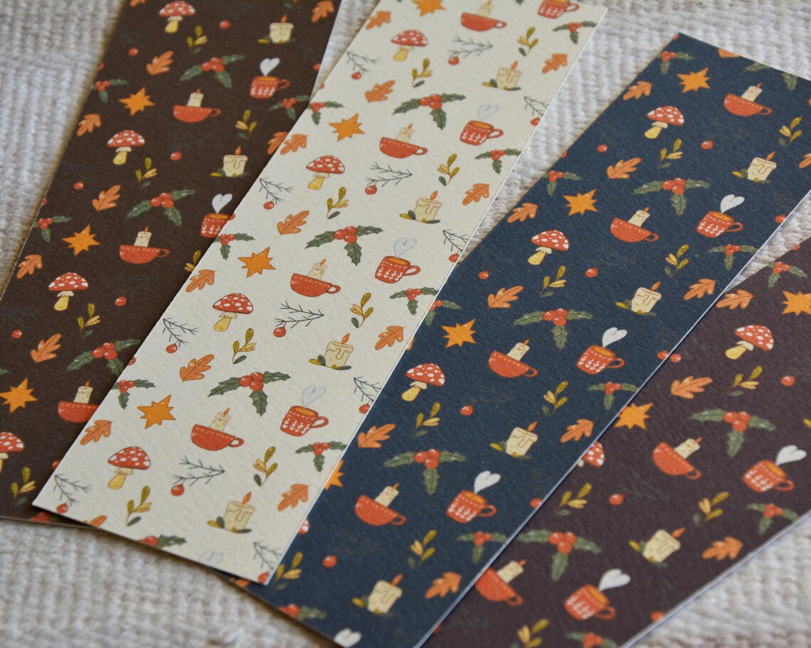 Set of Illustrated Printable Christmas Bookmarks Cozy - Etsy