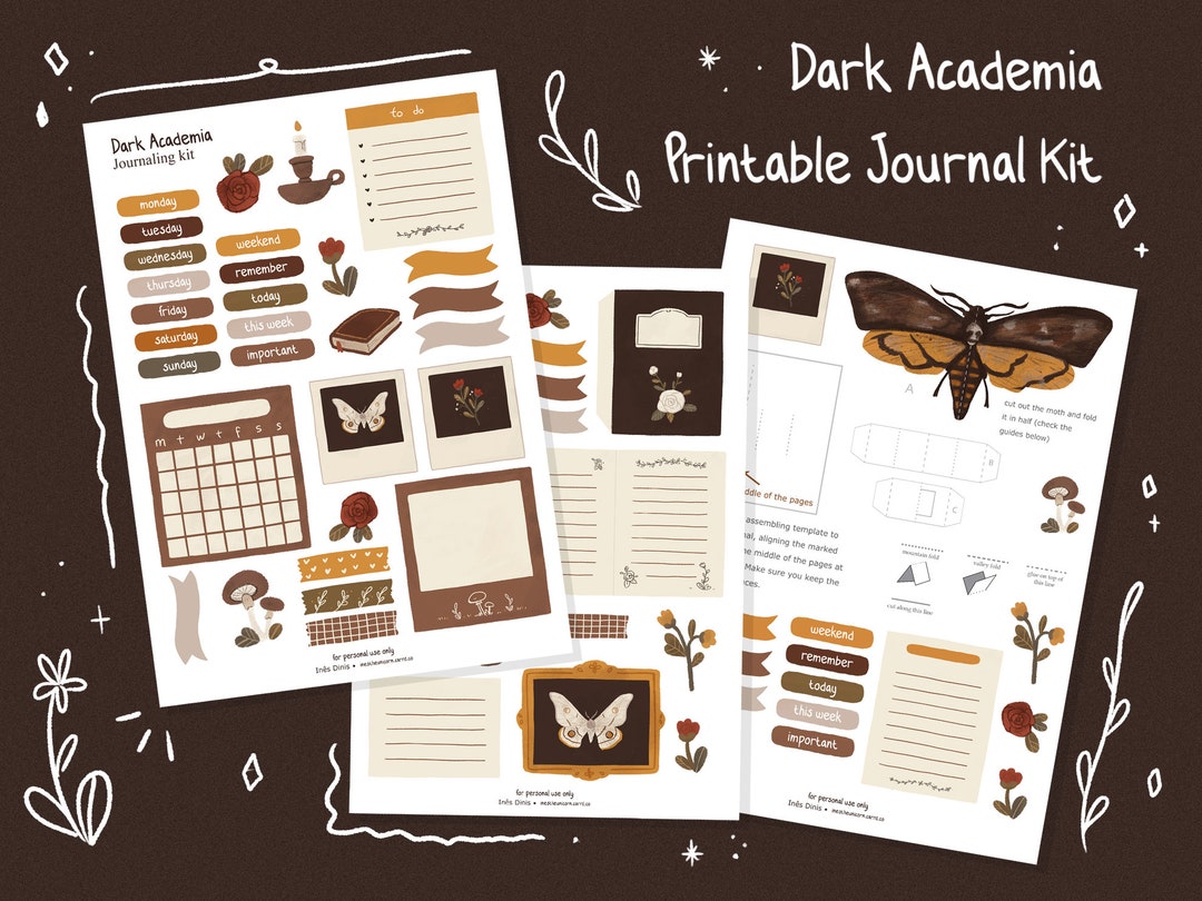 Dark Academia Printable Journal / Planner Kit (digital Product) - Etsy