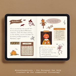 Set of Autumn / Halloween Digital Stickers, Printable Sticker Sheet ...