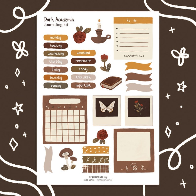 Dark Academia Printable Journal / Planner Kit 3D Pop Up - Etsy