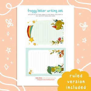 Froggy Letter Writing Set, Digital Download, Stationery Paper ...