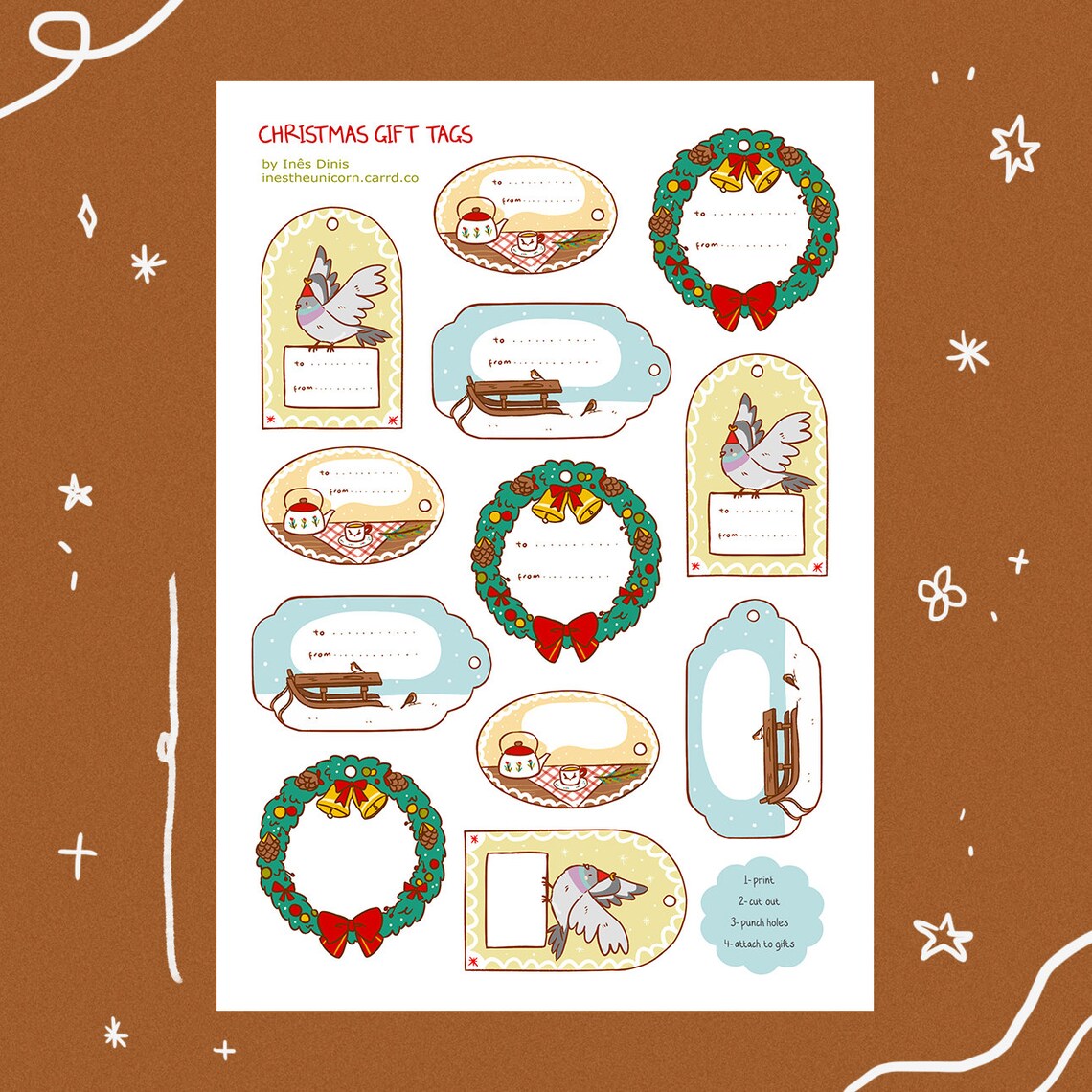 Set of Printable Christmas Gift Tags Mini Postcards and Mini - Etsy