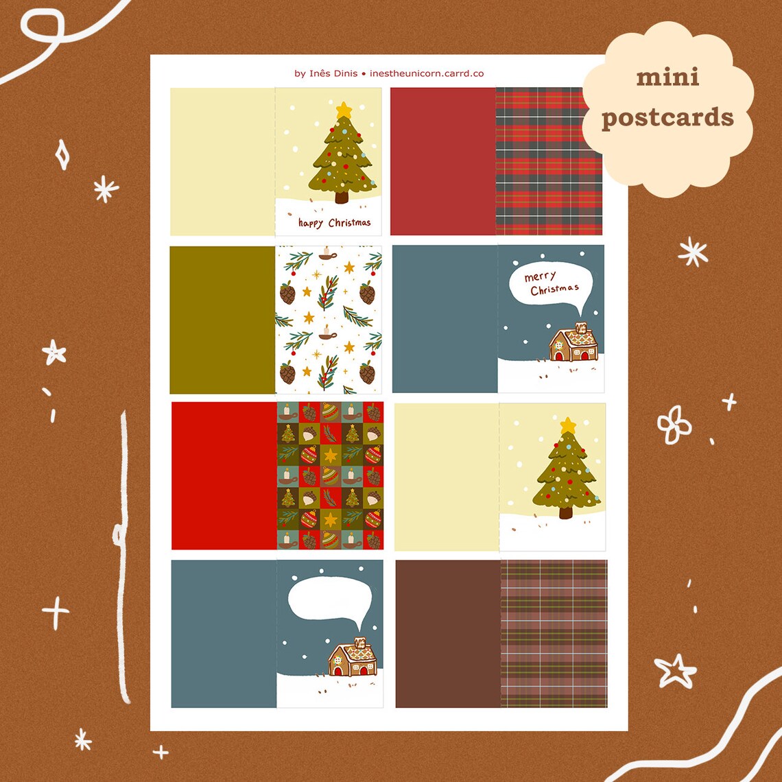 Set of Printable Christmas Gift Tags Mini Postcards and Mini - Etsy