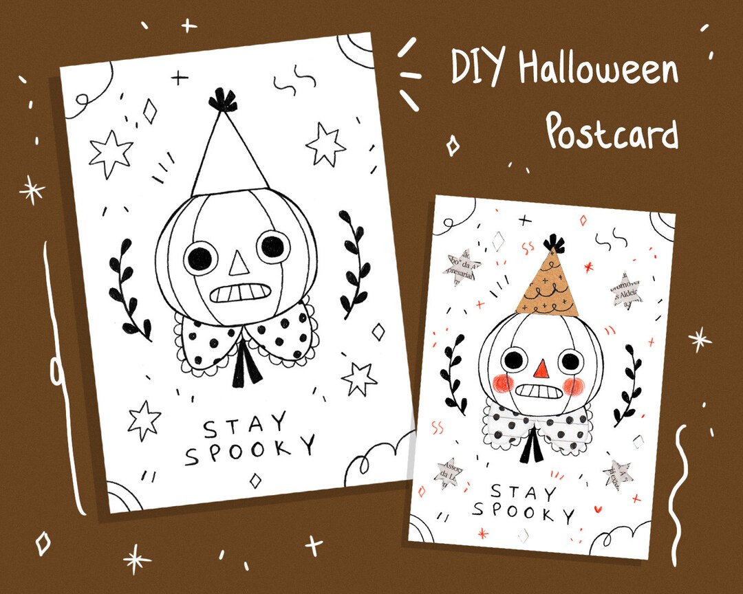 Printable DIY Halloween Postcard, DIY Halloween Greeting Card ...