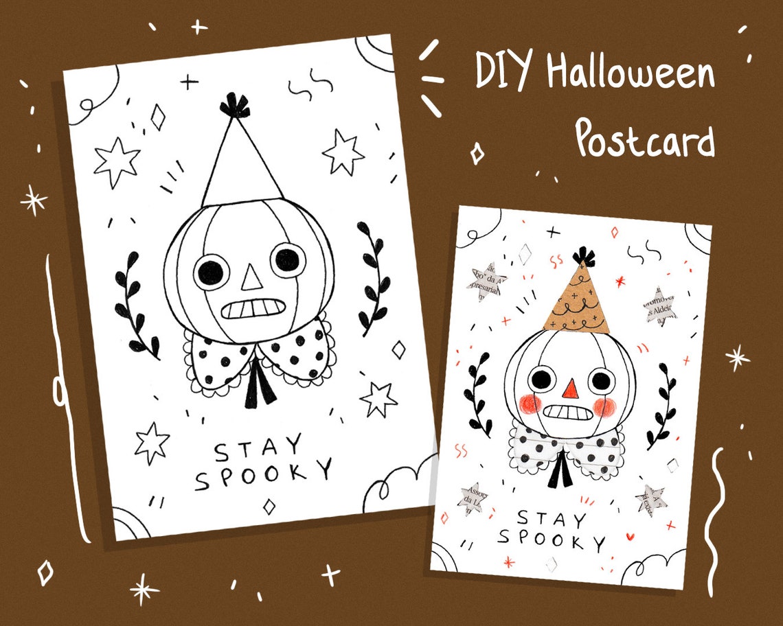 Printable DIY Halloween Postcard DIY Halloween Greeting Card - Etsy