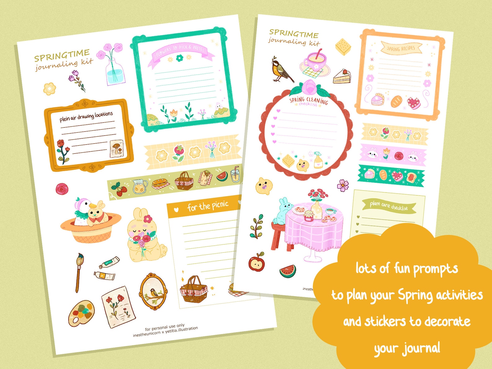 Spring Printable Journal / Planner Kit 3D Pop Up Bullet - Etsy
