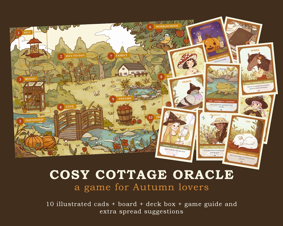 COSY COTTAGE ORACLE, Printable Autumn Oracle Cards With Board, Samhain ...