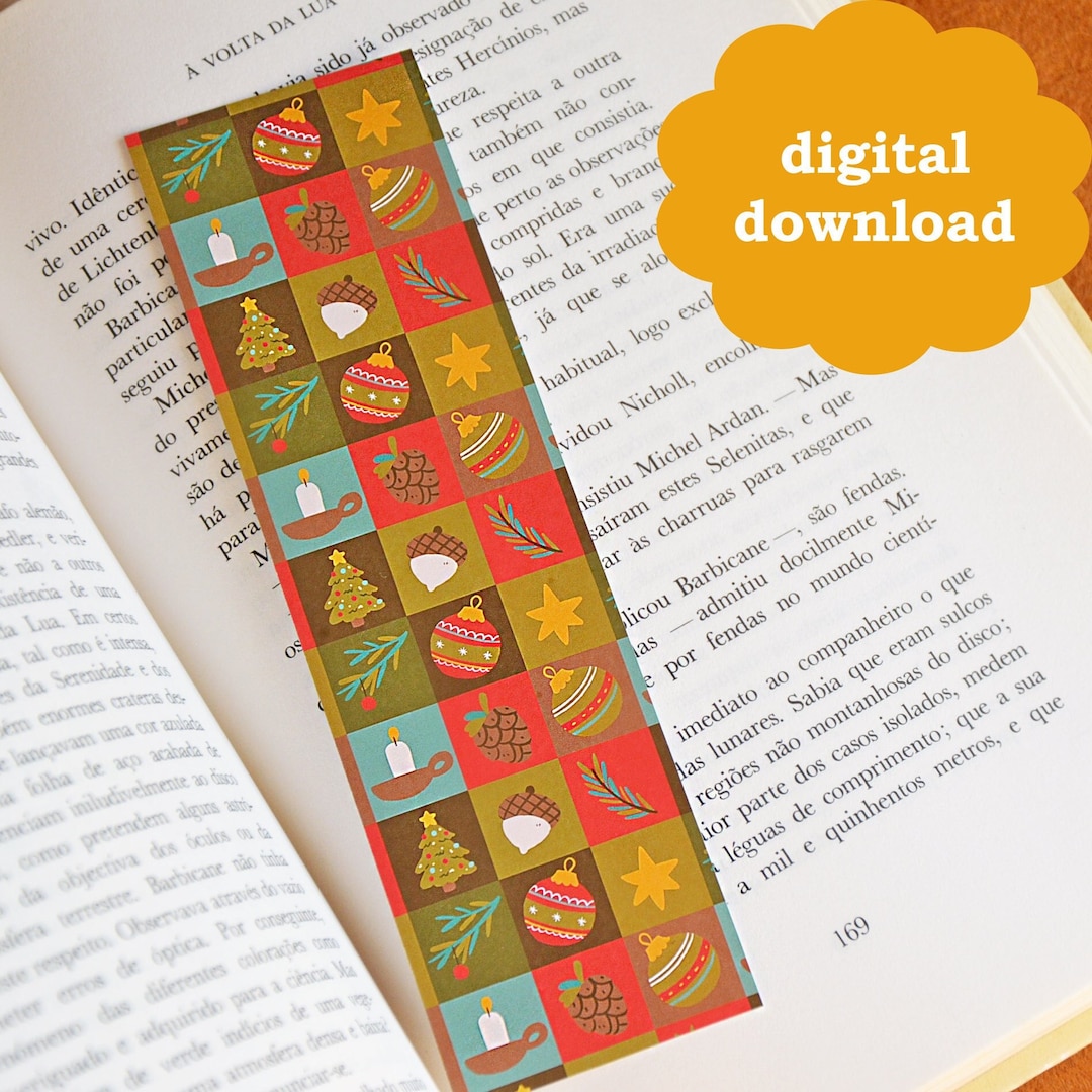 Set of Illustrated Printable Christmas Bookmarks, Instant Download ...