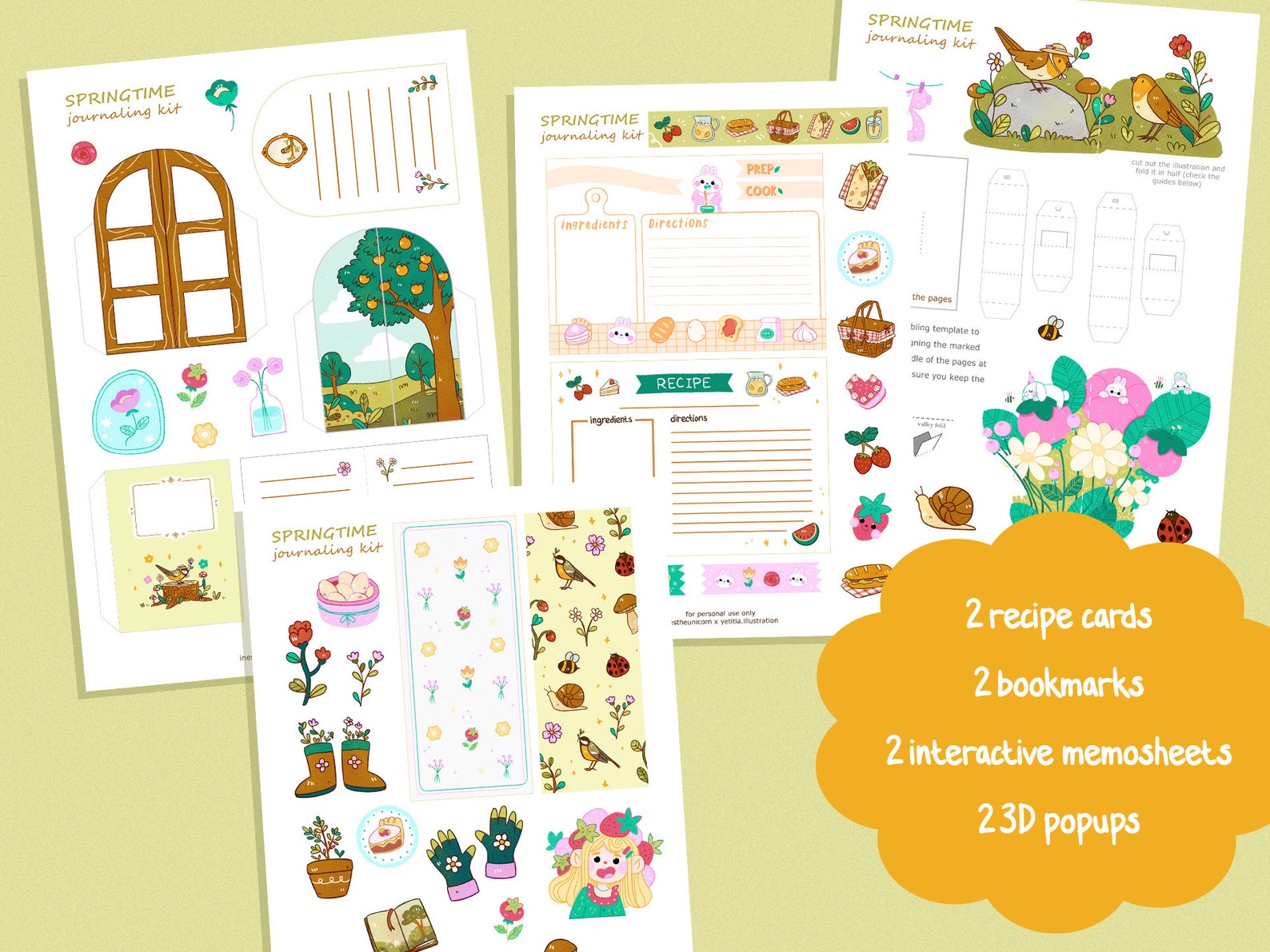 Spring Printable Journal / Planner Kit, 3D, Pop Up, Bullet Journal ...