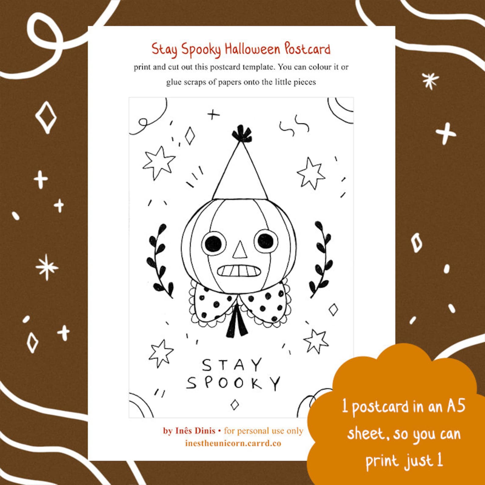 Printable DIY Halloween Postcard DIY Halloween Greeting Card - Etsy