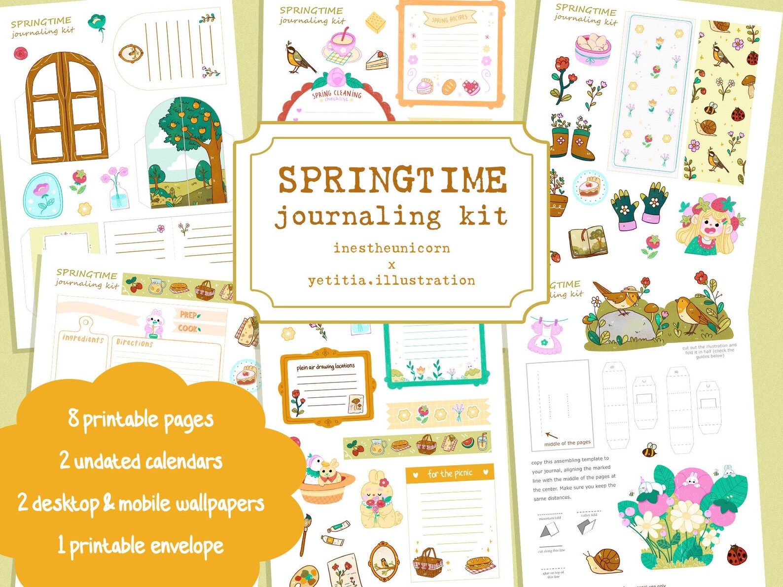 Spring Printable Journal / Planner Kit 3D Pop Up Bullet - Etsy