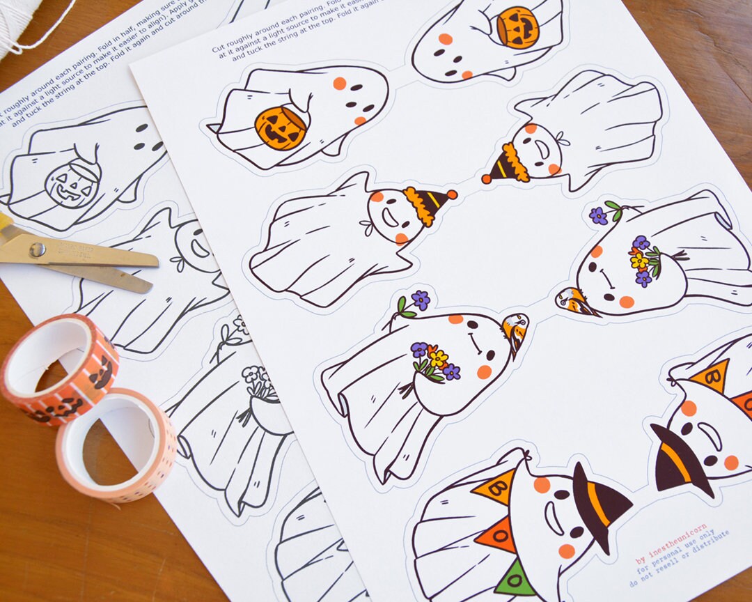 Spooky Ghosties Printable Halloween Garland, DIY Decoration (digital ...