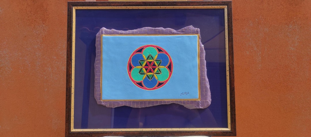 Rose Window Painting | Sacred Geometry | Engraved Ceramic Slab With ...