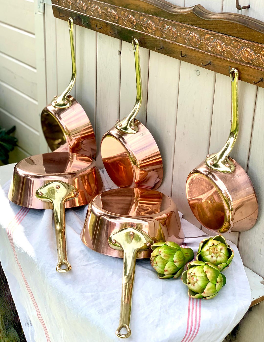 French Vintage 2mm Large Windsor Copper Pots, Stamped Copperware ...