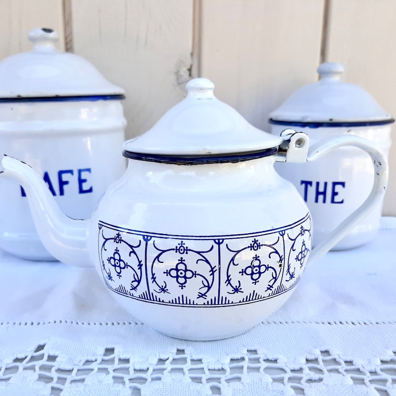 Blue Enamel Teapot - Etsy