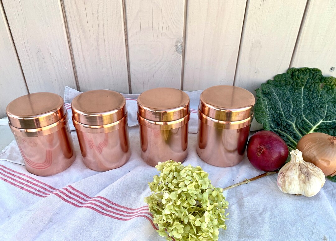 Set of 4 Vintage Copper Kitchen Pots, 1970s Restaurant Sauce Pots ...