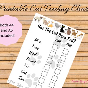 Printable Cat Feeding Chart. Cat Food Schedule. Pet Food Schedule. Cat ...
