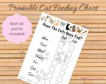 Printable Cat Feeding Chart. Cat Food Schedule. Pet Food Schedule. Cat ...
