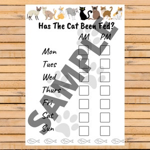 Printable Cat Feeding Chart. Cat Food Schedule. Pet Food Schedule. Cat ...