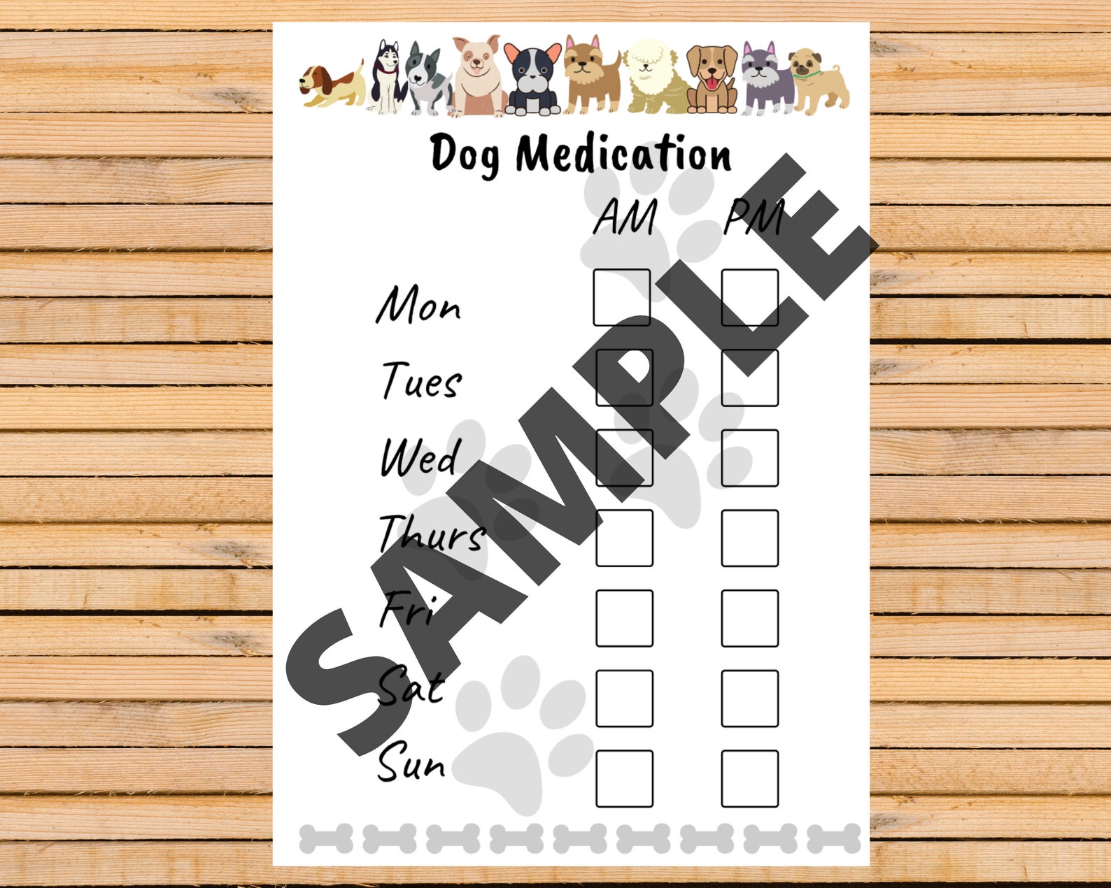 Printable Dog Medication Chart. Medication Schedule. Dog - Etsy