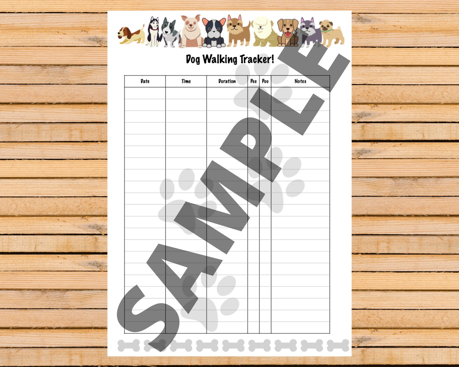 Printable Dog Walking Tracker in A4 PDF. Pet Walking. Dog Tracker. Dog ...