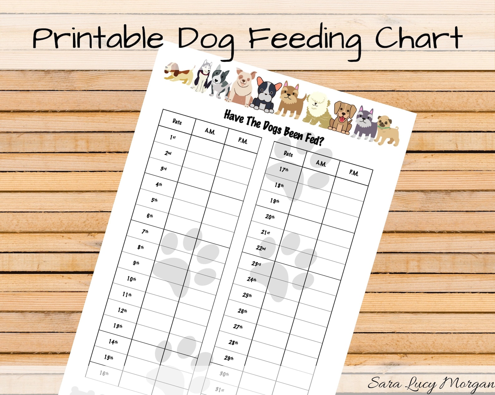 Monthly Printable Dog Feeding Chart. Dog Food Schedule. Pet Food ...