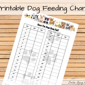 Monthly Printable Dog Feeding Chart. Dog Food Schedule. Pet Food ...